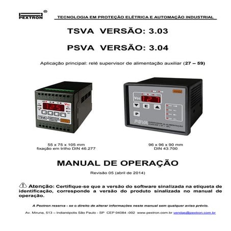 TSVA_v303_PSVA_v304_r05.pdf completo manual do medidor | PDF