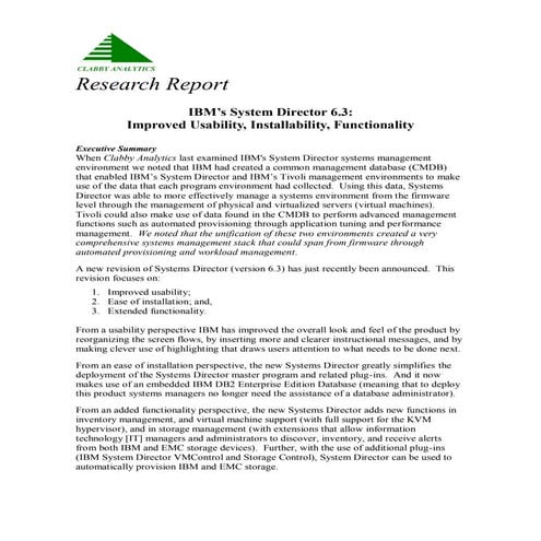 IBM’s System Director 6.3: Improved Usability, Installability ...