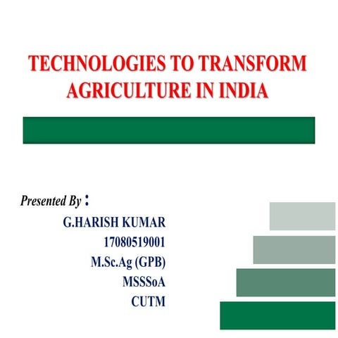 technologies to transform agriculture | PPTX