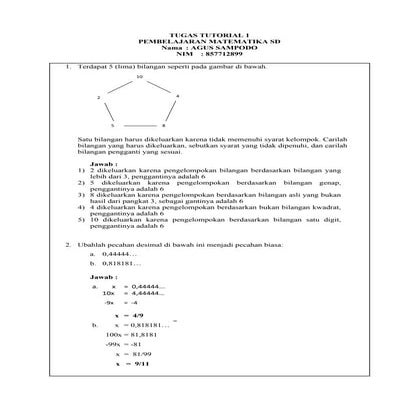 Tugas tutorial matematika 1 | PDF