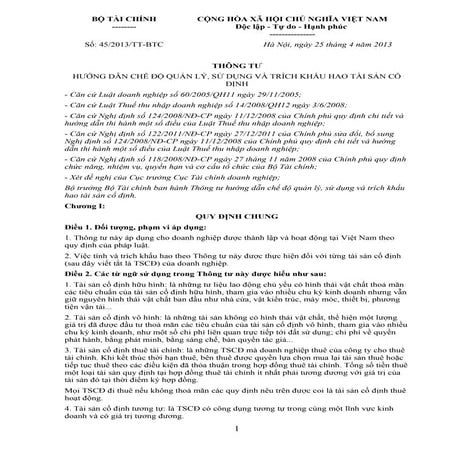 So sanh TT45/2013 và TT203/209 ve TSCD | PDF