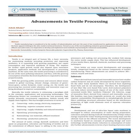 Trends in Textile Engineering & Fashion Technology | Crimson Publishers ...