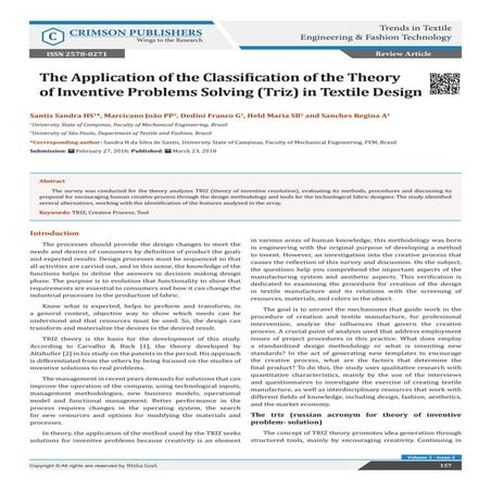 The Application of the Classification of the Theory of Inventive ...