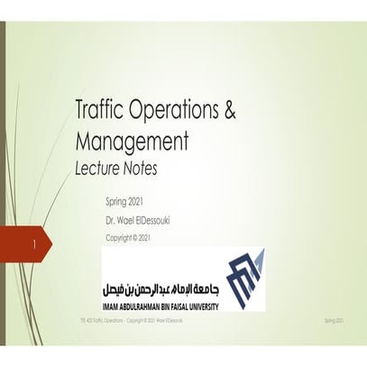 Traffic Operations and Management: Module1: Grade Separation & Weaving ...