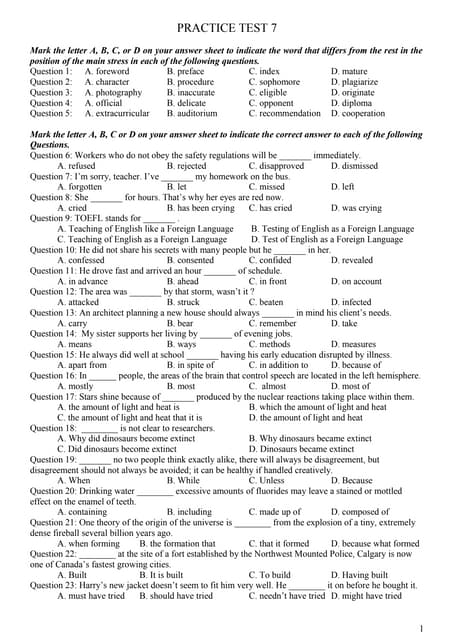 Test type questions | DOCX