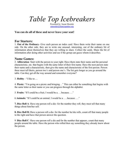 Ice breaking games for students | PPTX