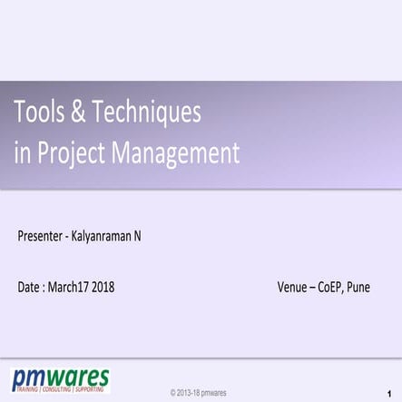 Practical Applications of Project Management Tools and Techniques | PPT
