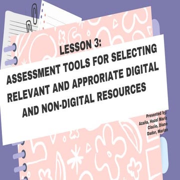 Lesson 3: Assessment Tools for Selecting | PPTX