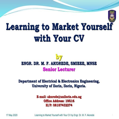 TTN1.4 Learning to Market Yourself with Your CV | PPTX | Resume Writing ...