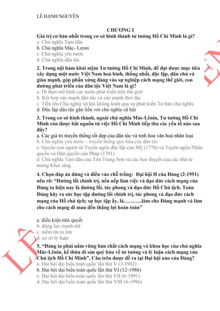 80 câu hỏi trắc nghiệm 6 bài chính trị (có đáp án) | PDF