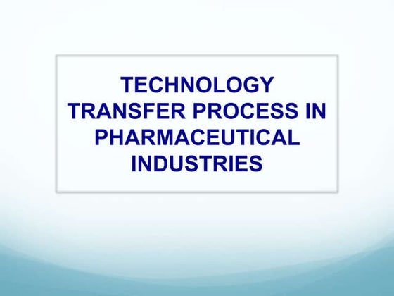 Technology transfer from R&D to production | PPTX