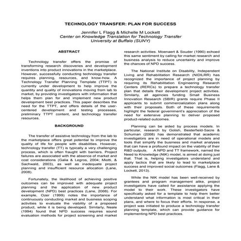 Technology Transfer: Plan for Success | PDF