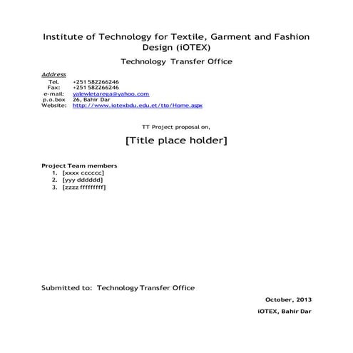 Tt project proposal fomat | PDF