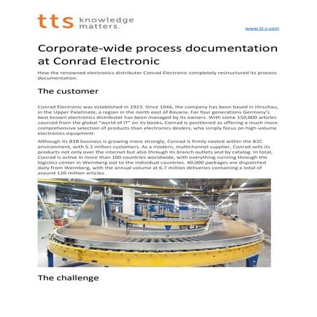 Corporate wide process documentation for distribution company using TTS ...