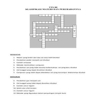 TTS KLASIFIKASI MATERI DAN PERUBAHANNYA | DOCX