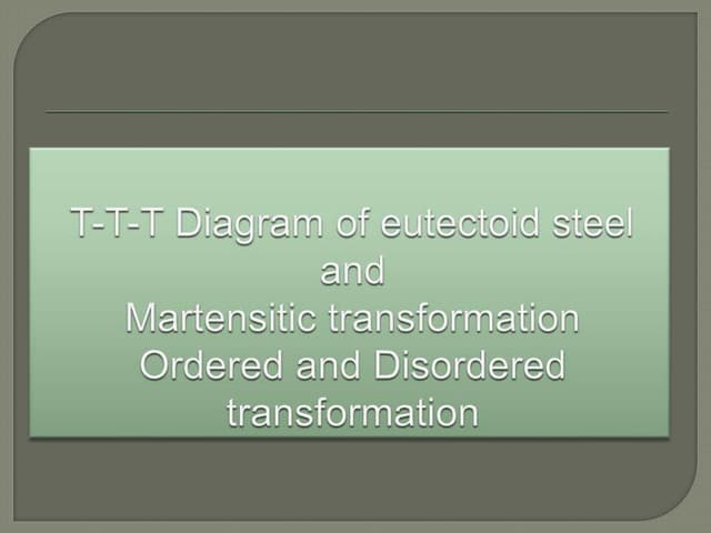 Ttt diagram for eutectoid steel(bainite, spherodite, martensite) | PPTX