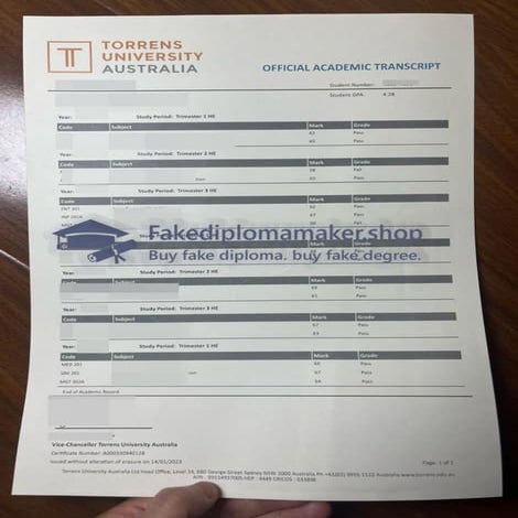 TUA transcript, buy Torrens University Australia transcript | PDF