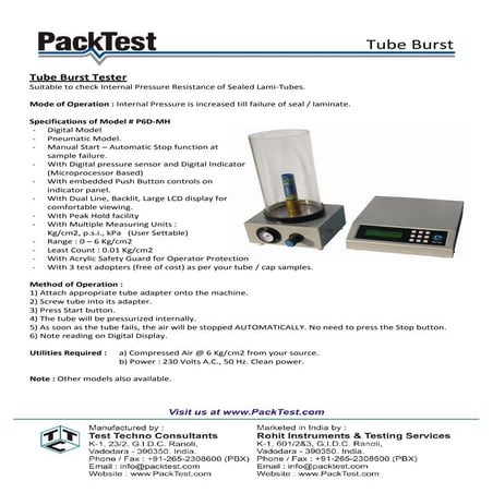 Tube burst tester p6 d-mh | PDF