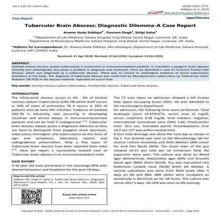 Tubercular Brain Abscess: Diagnostic Dilemma-A Case Report | PDF ...