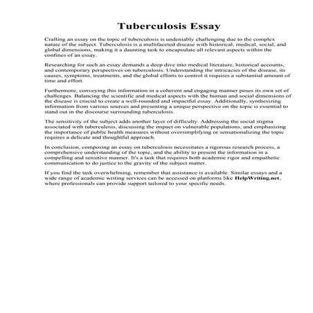 Tuberculosis Essay | PDF