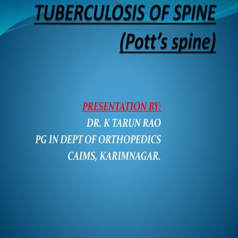 Tuberculosis of spine (pott’s spine) | PPTX