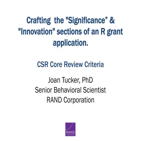 Tucker workshop core review criteria | PPT