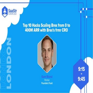 Top 10 Hacks Scaling Brex from 0 to 400M ARR with Brex's former CRO | PPTX