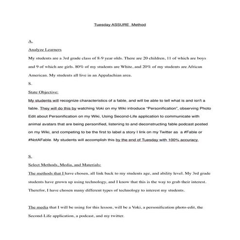 Tuesday ASSURE Method | PDF