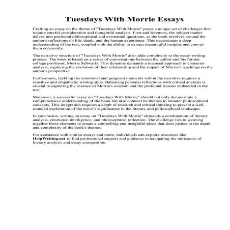 Tuesdays With Morrie Essays.pdf | Hobbies & Interests