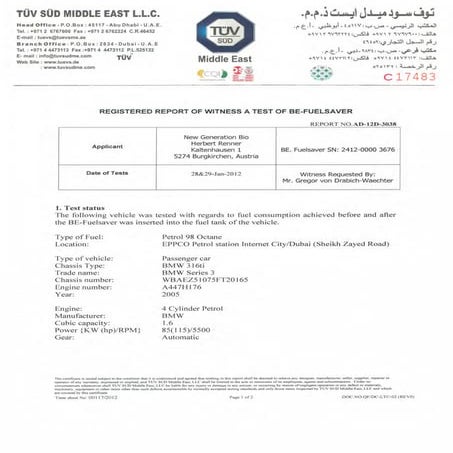 TUV SUD Fuelsaver Validation | PDF