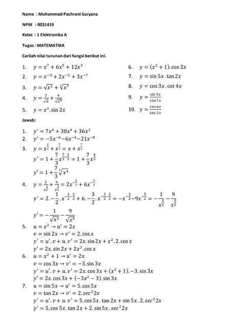 Tugas matematika 1 | PDF