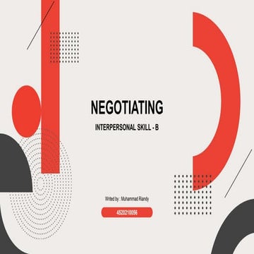 Negotiating - INTERPERSONAL SKILL | PPT