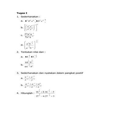 Tugas 1 bentuk pangkat, akar, dan logaritma(pertemuan pertama) | DOCX
