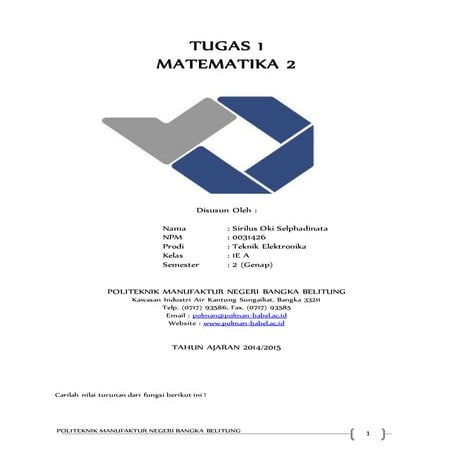 Tugas 1 Matematika2 | PDF