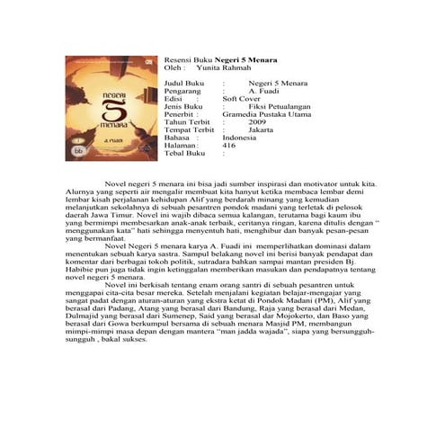 Tugas resensi novel (y)