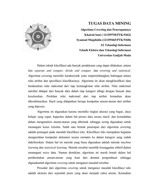 Data mining algoritma covering dan penerapannya | PDF Data mining algoritma covering dan penerapannya | PDF