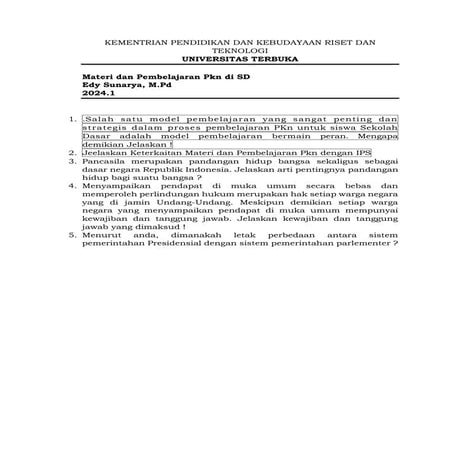 Tugas 2, Materi dan Pembelajaran Pkn di SD.docx