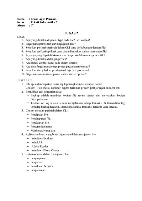 Tugas sistem operasi (23 oktober 2012) | PDF