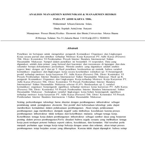 Tugas 6 Kelompok 10 Analisis Manajemen Komunikasi And Manajemen Resiko 1