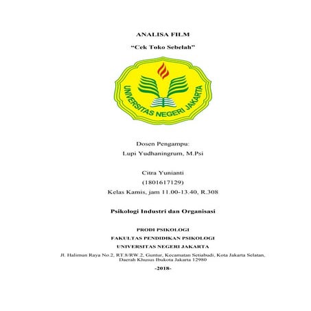 Tugas Akhir Analisis Film Cek Toko Sebelah | PDF