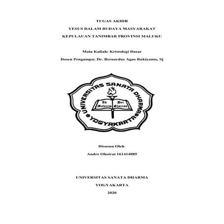 TUGAS AKHIR YESUS DALAM BUDAYA MASYARAKAT KEPULAUAN TANIMBAR PROVINSI ...