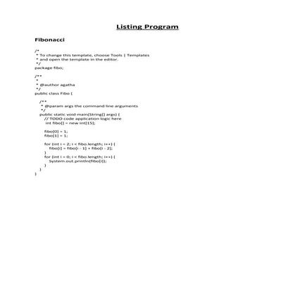 Tugas Algoritma Fibonacci Docx Programming Languages Computing
