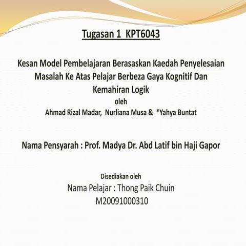 Tugasan 1 Kpt 6043 | PPTX