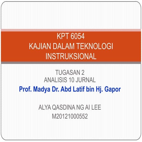 KPT 6054 ANALISIS 10 JURNAL ALYA QASDINA NG AI LEE | PPT