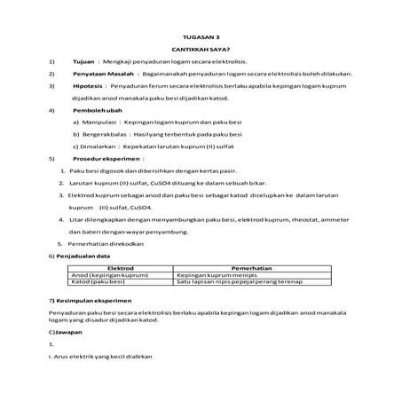 Tugasan 3 penyaduran logam | DOCX