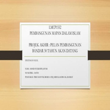 PELAN PEMBANGUNAN BANDAR 30 TAHUN AKAN DATANG | PPTX