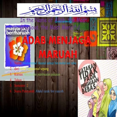 Adab Menjaga Maruah Sem 2 2014 | PPTX
