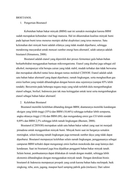 Pembuatan etanol dari singkong | PPTX