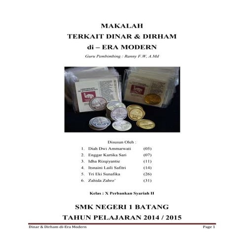 Tugas Dinar dan Dirham | DOCX
