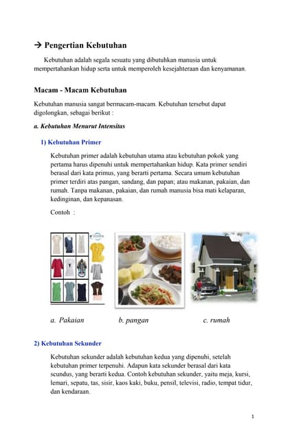 Ips kelas 7 kebutuhan manusia | PPTX